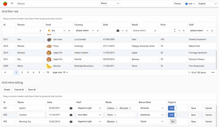 Awesome Components for ASP.net Core, JS, Blazor, Web-Forms